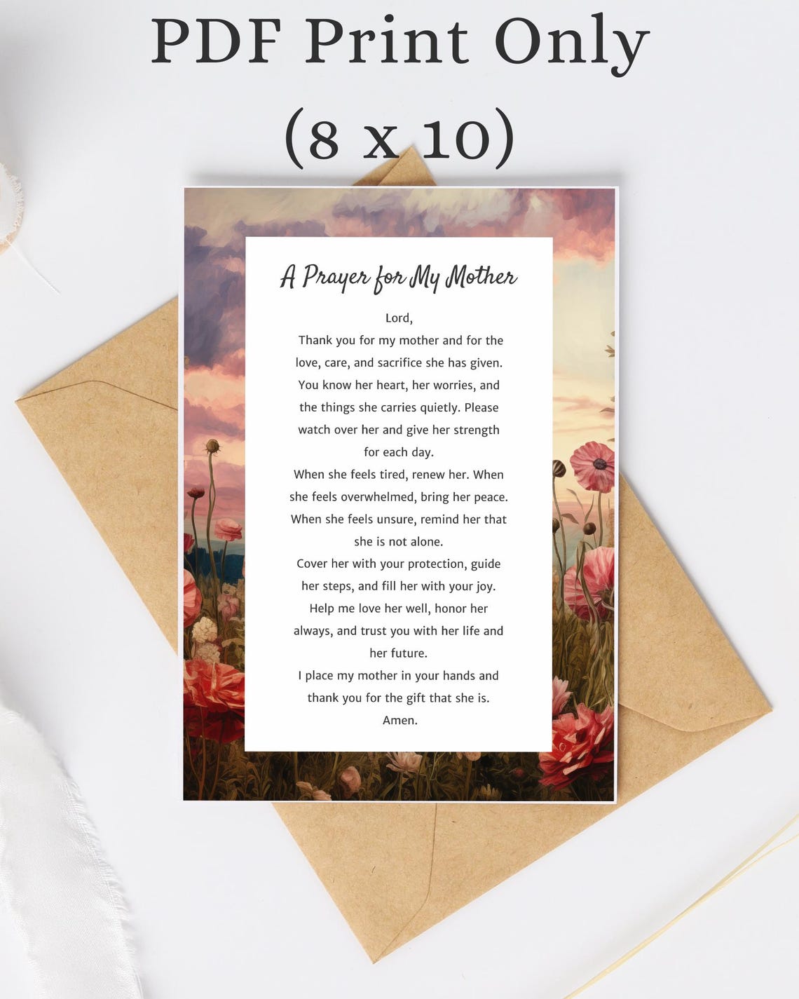 A Prayer For My Mother Printable Christian Wall Art Faith Prayer