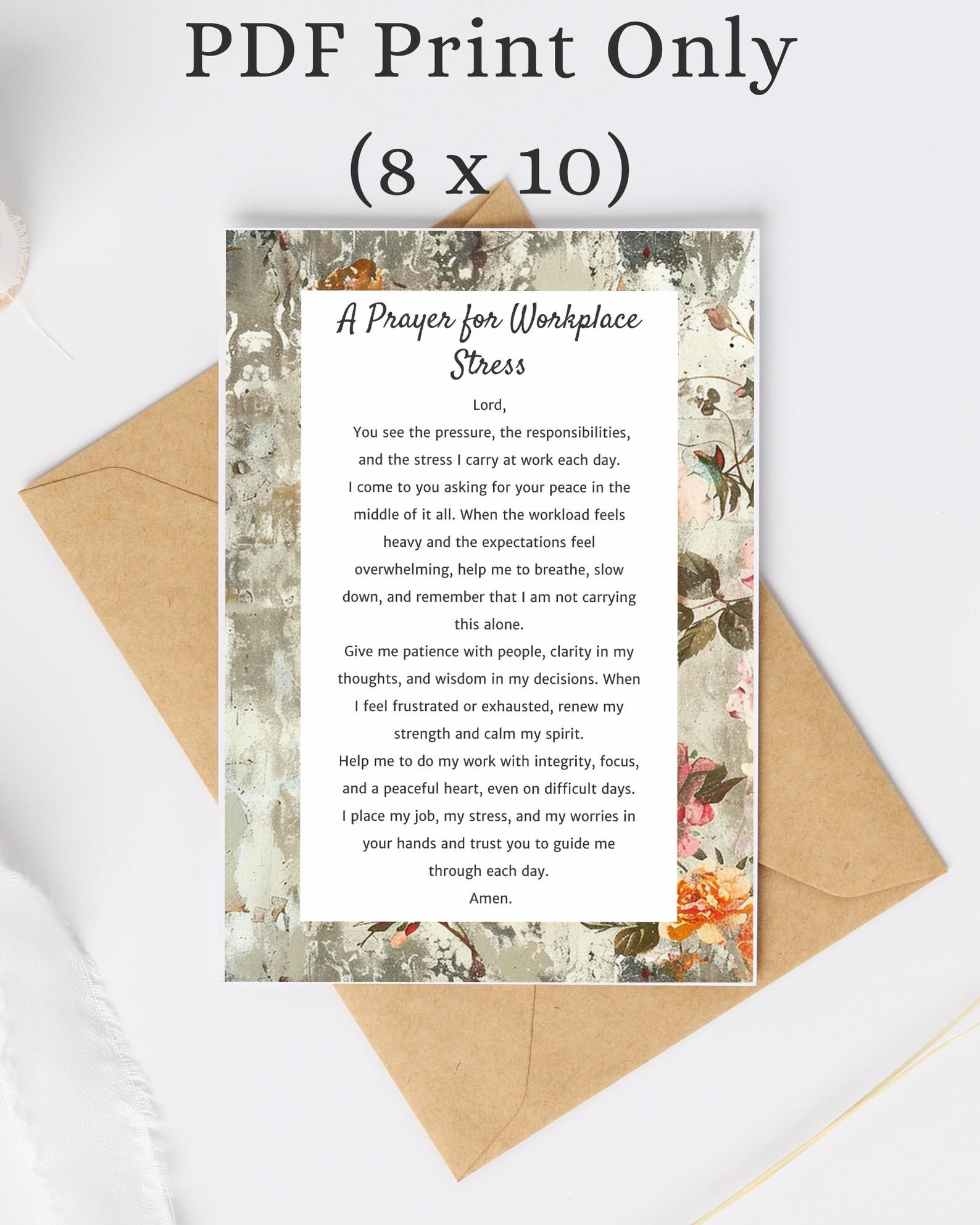 A Prayer for Workplace Stress Printable, Christian Wall Art, Faith ...
