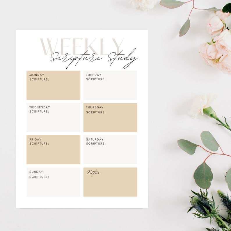 Scripture Planner, Printable Daily Bible Study, Prayer & Notes, PDF ...