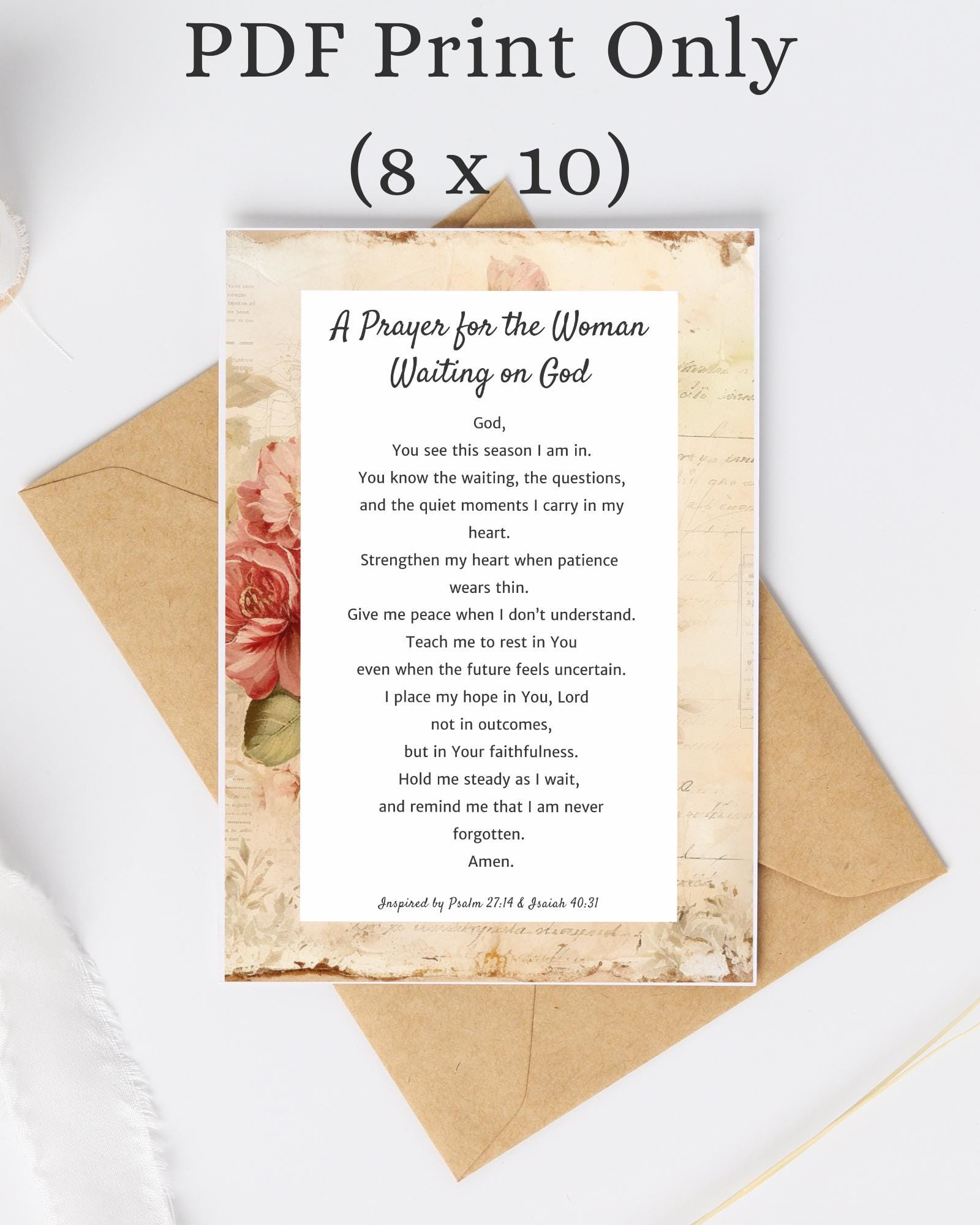 A Prayer for the Woman Waiting on God Printable, Christian Wall Art ...
