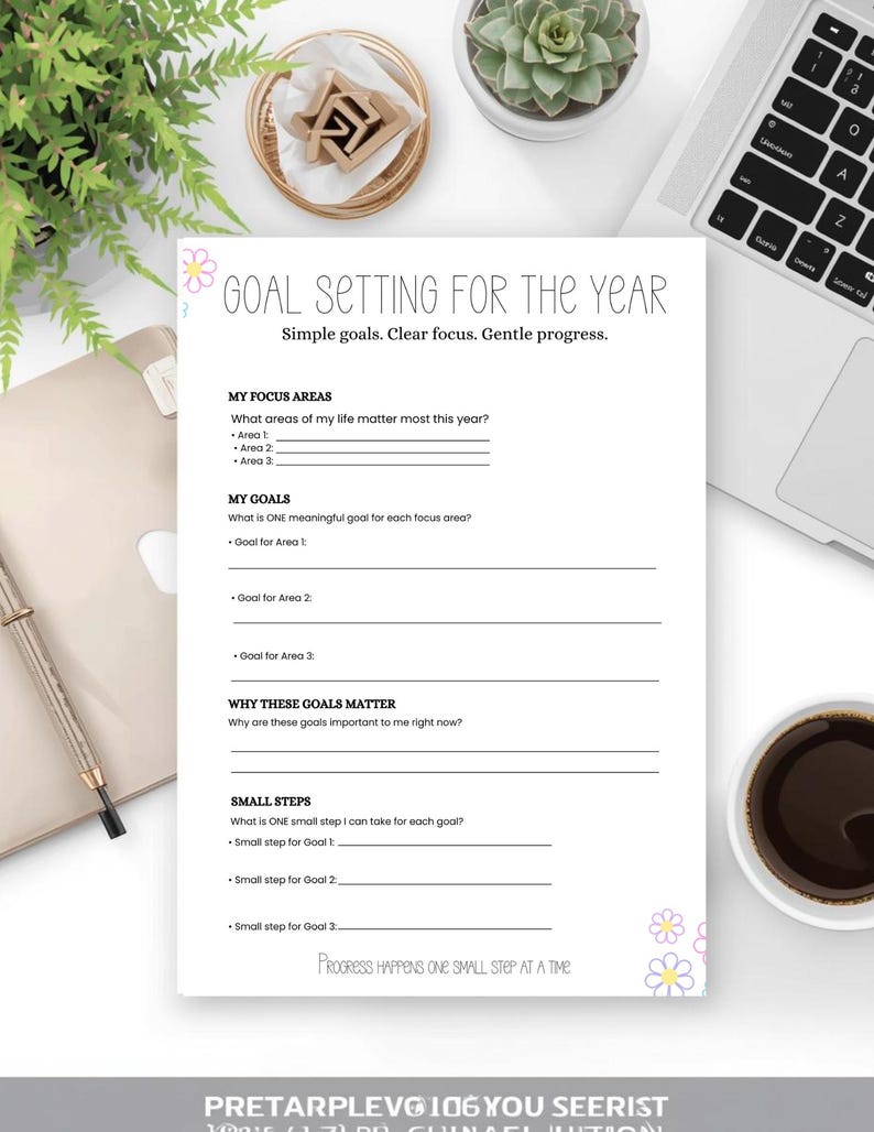 New Year Goal Setting Worksheet, One Page Goal Planner Printable ...