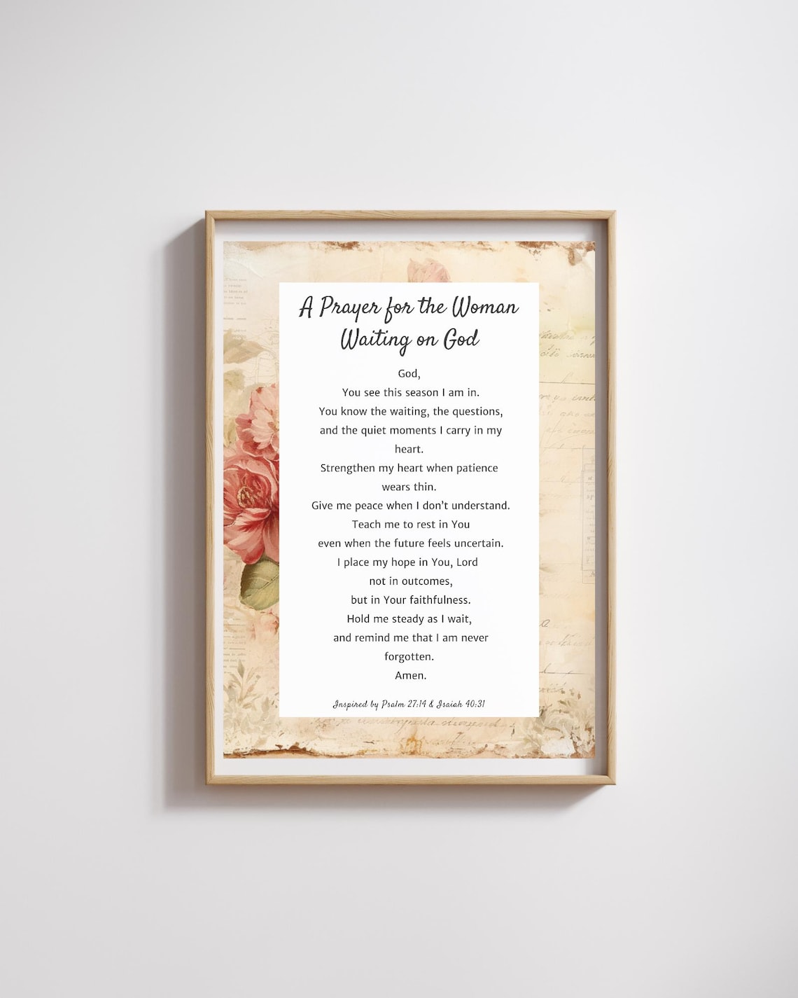 A Prayer for the Woman Waiting on God Printable, Christian Wall Art ...