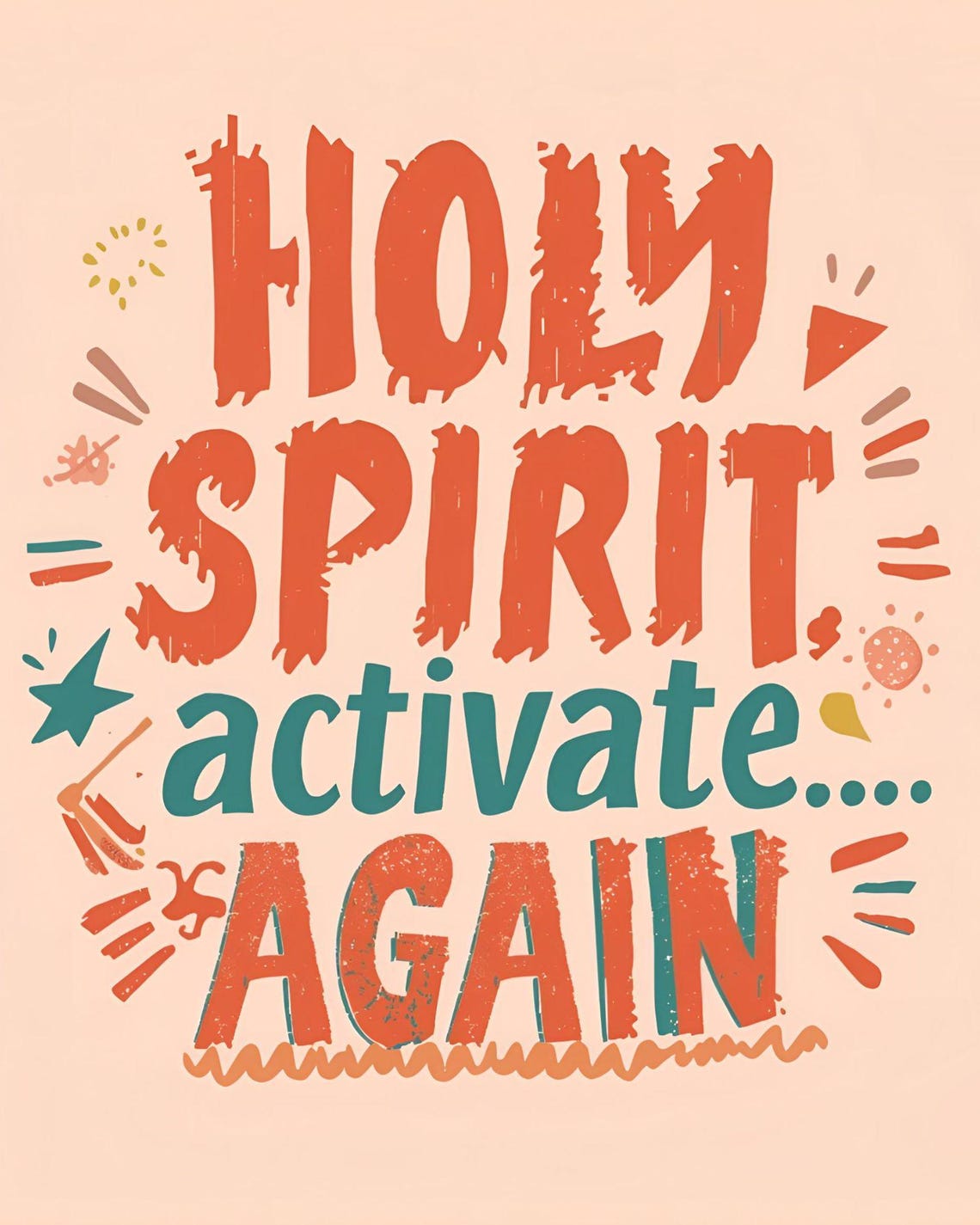 Holy Spirit Activate Again Printable Wall Art Set of 4, Funny Christian ...