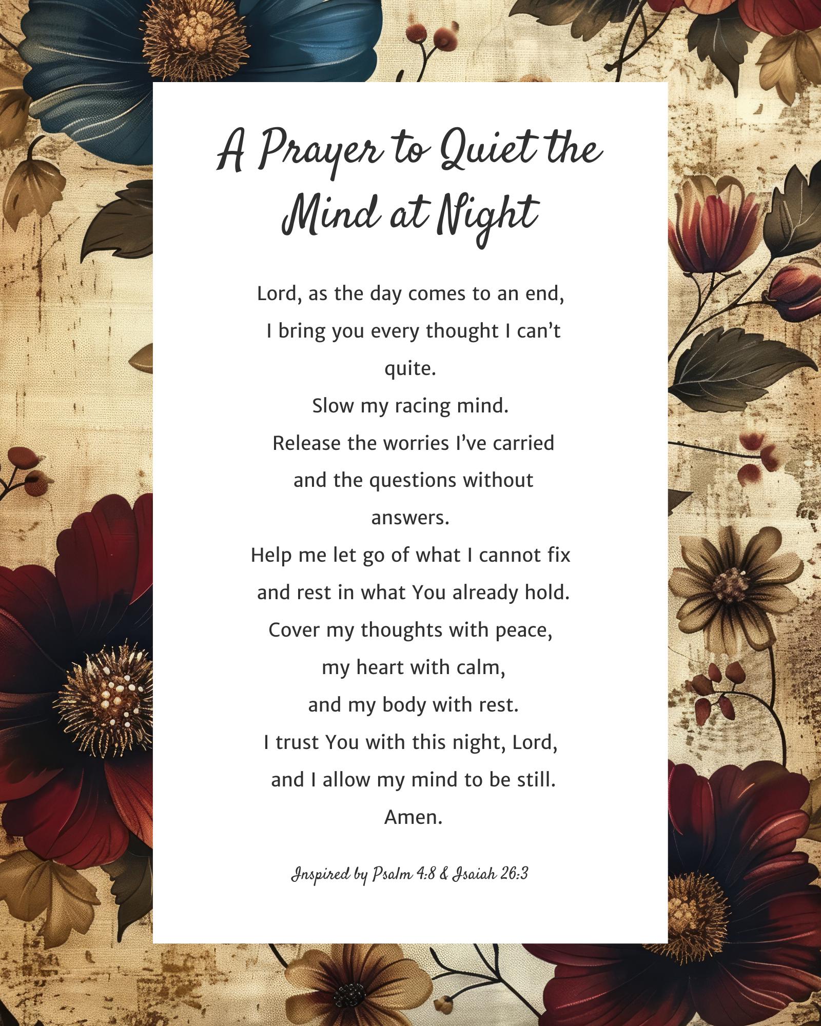 Prayer for Anxiety and Mental Health Printable, Christian Encouragement ...