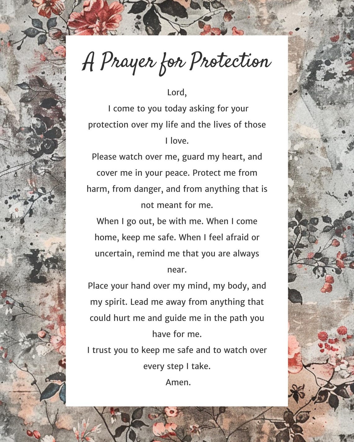 A Prayer for Protection Printable, Christian Wall Art, Faith Prayer ...