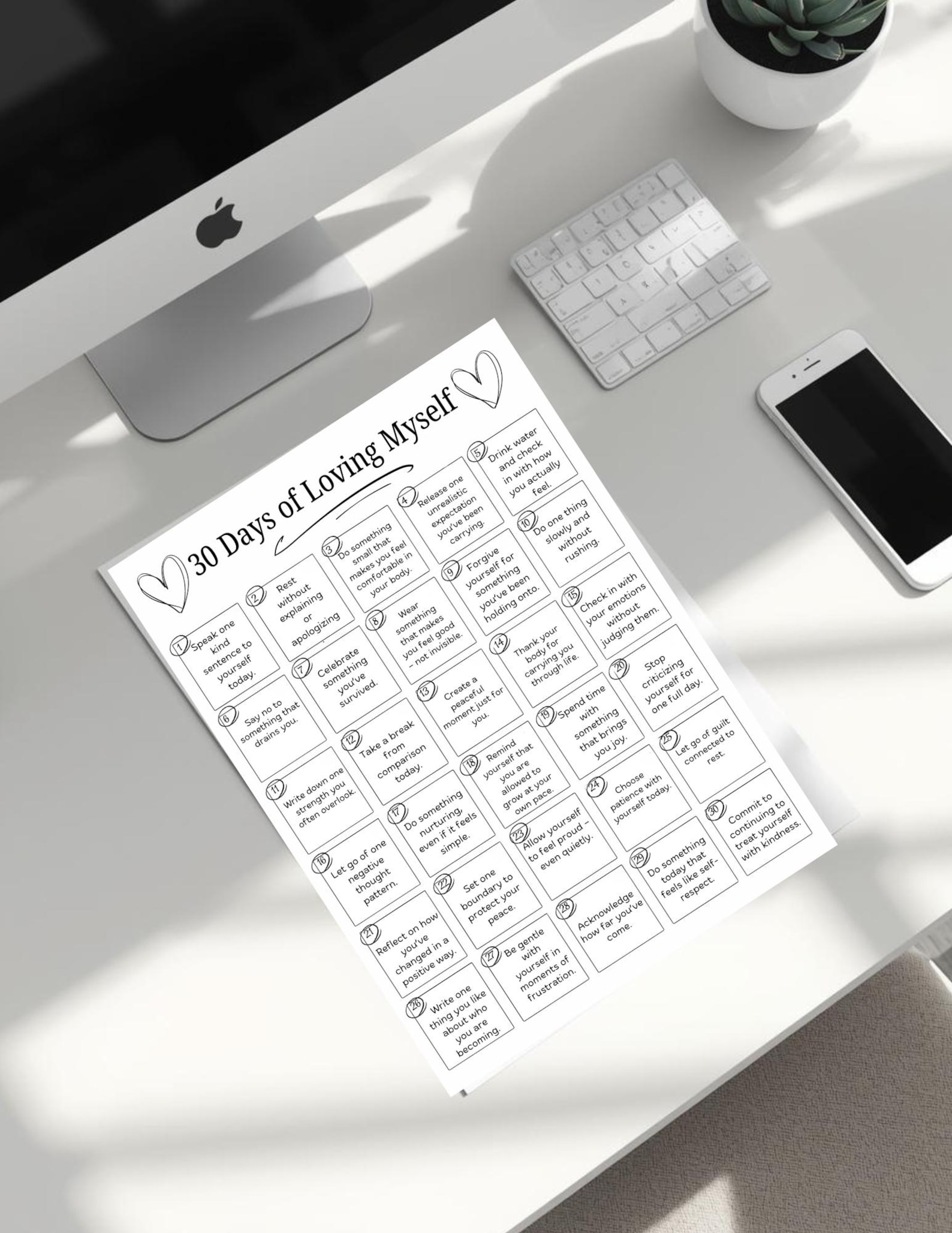 30 Days of Loving Myself, Self Love Challenge Printable, Daily ...
