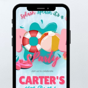 Pink Pool Party Birthday Invitation Pool Party Invite Girl - Etsy