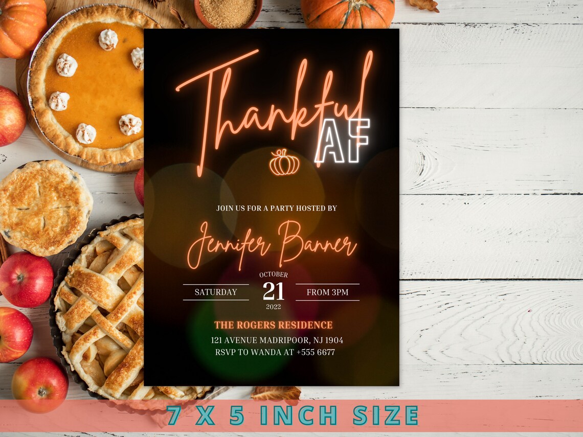 Thanksgiving Dinner Party Invitation, Digital Thanksgiving Invitation ...