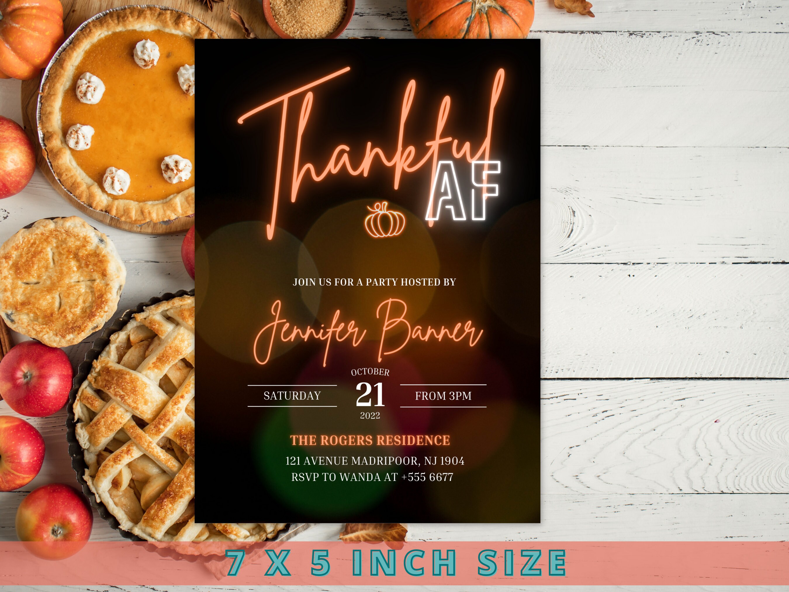 Thanksgiving Dinner Party Invitation, Digital Thanksgiving Invitation ...
