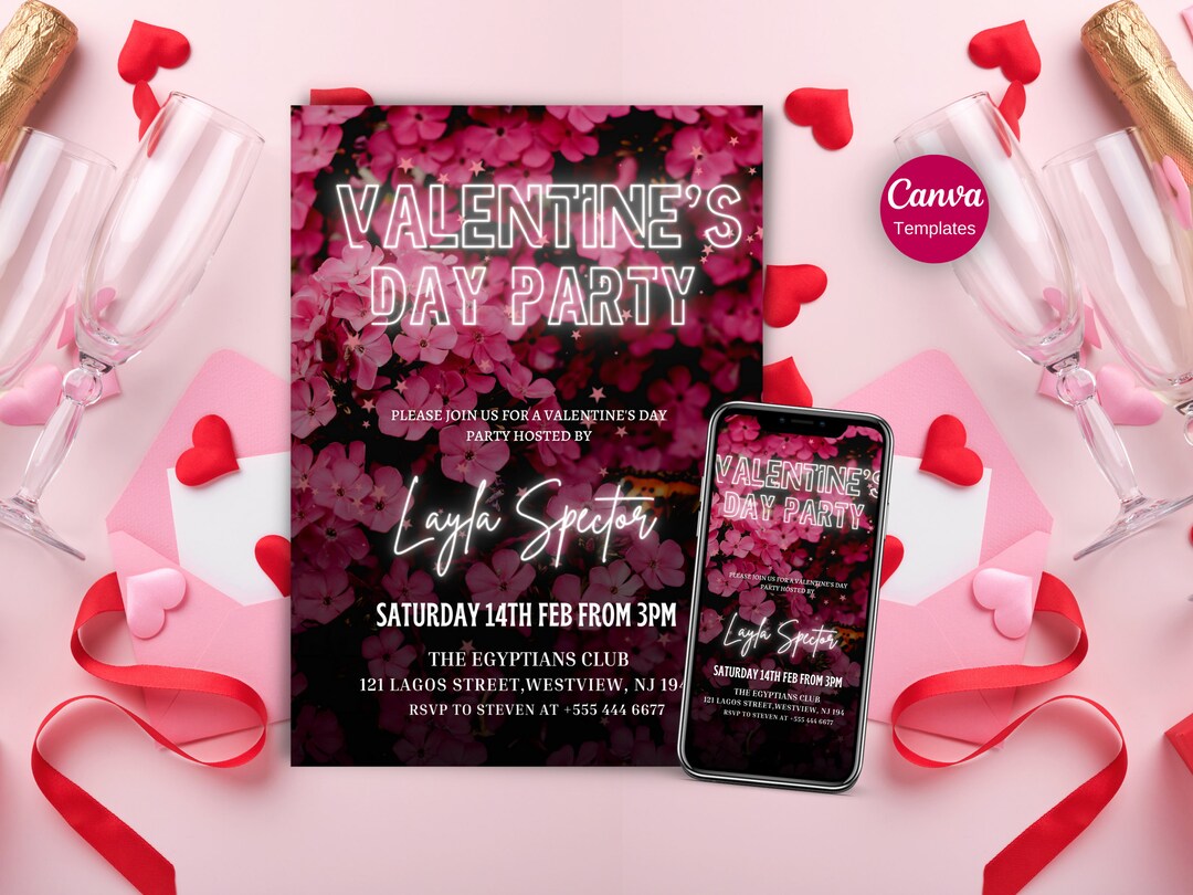 Valentine's Party Invitations, Digital Valentine's Day Party Invite ...