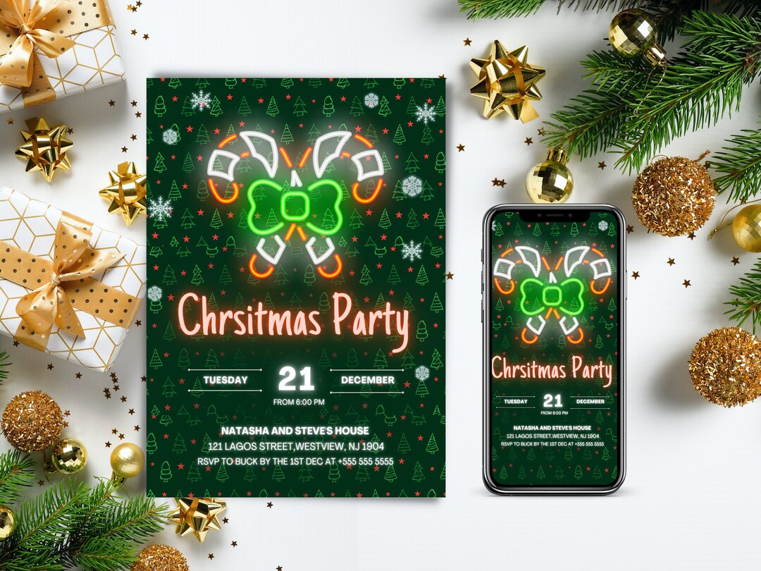 Digital Christmas Party Invitation, Holiday Party Invitation, Christmas ...