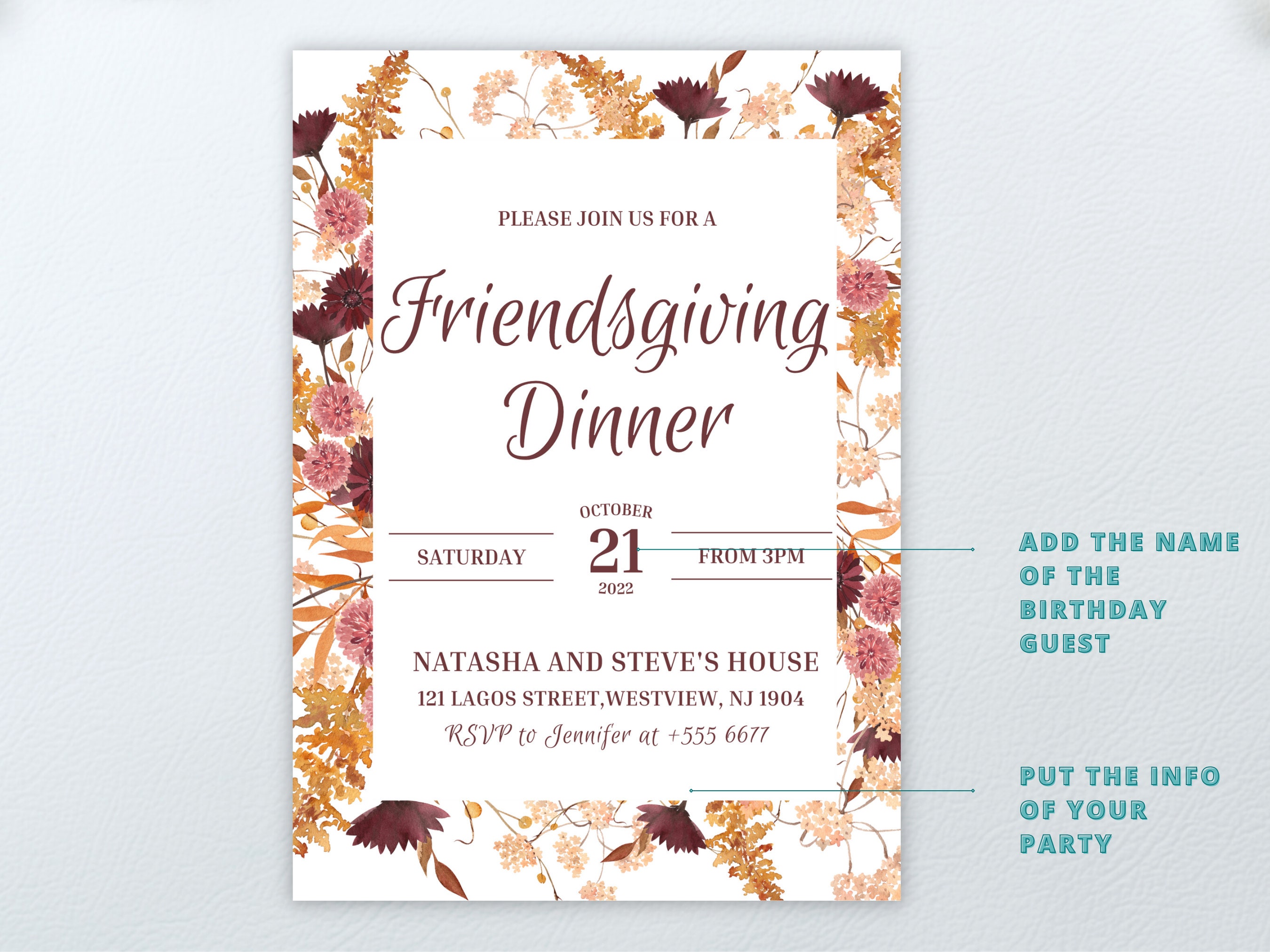 Friendsgiving Invitation Template, Digital Friendsgiving Dinner Invite ...