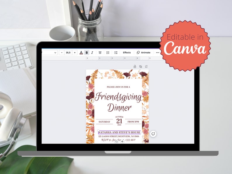 Friendsgiving Invitation Template, Digital Friendsgiving Dinner Invite ...