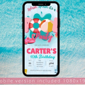 Pink Pool Party Birthday Invitation Pool Party Invite Girl - Etsy