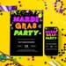 Editable Mardi Gras Invitation, Fat Tuesday Party Invite, Editable ...