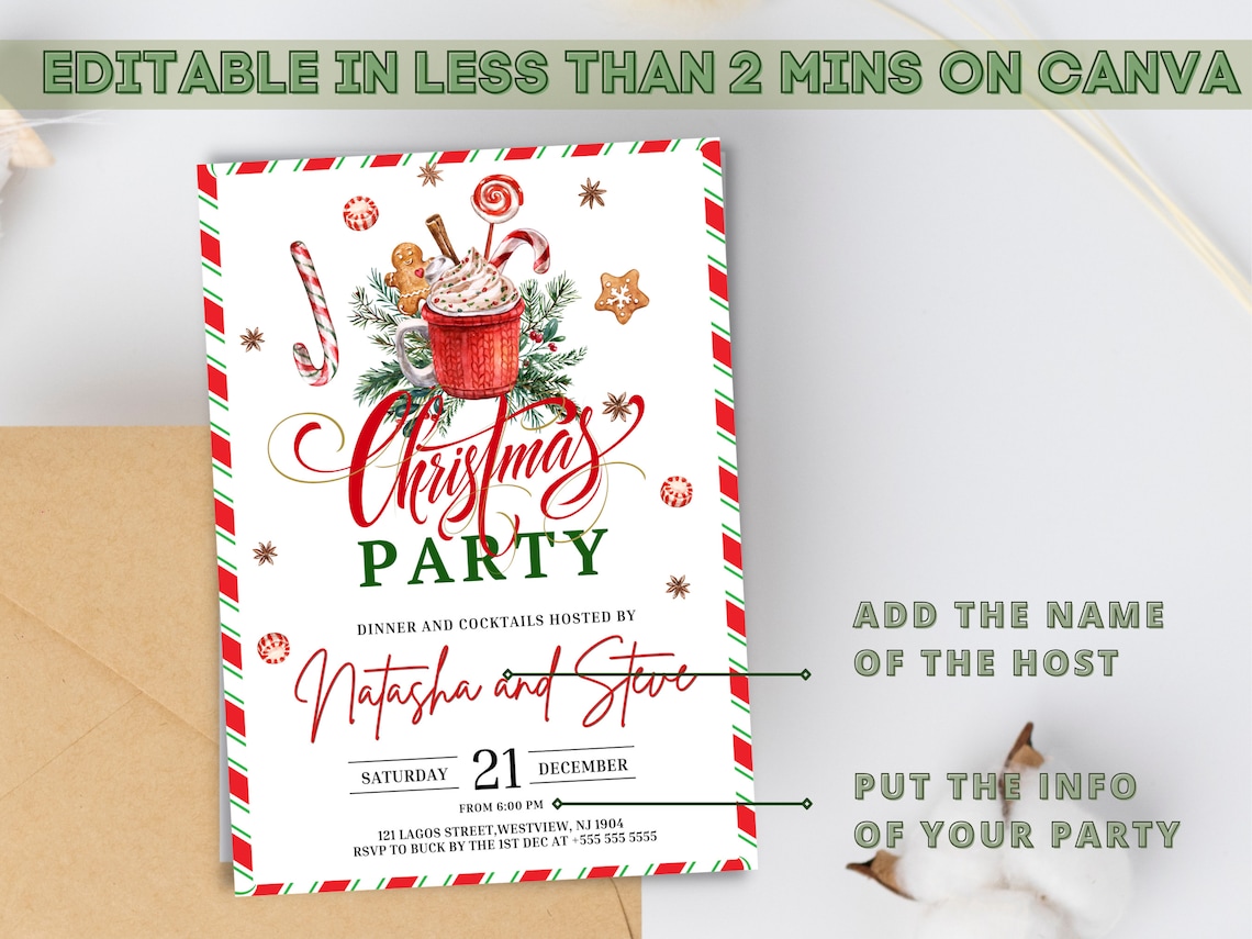 Editable Christmas Party Invitation, Christmas Party Invitations Cookie ...