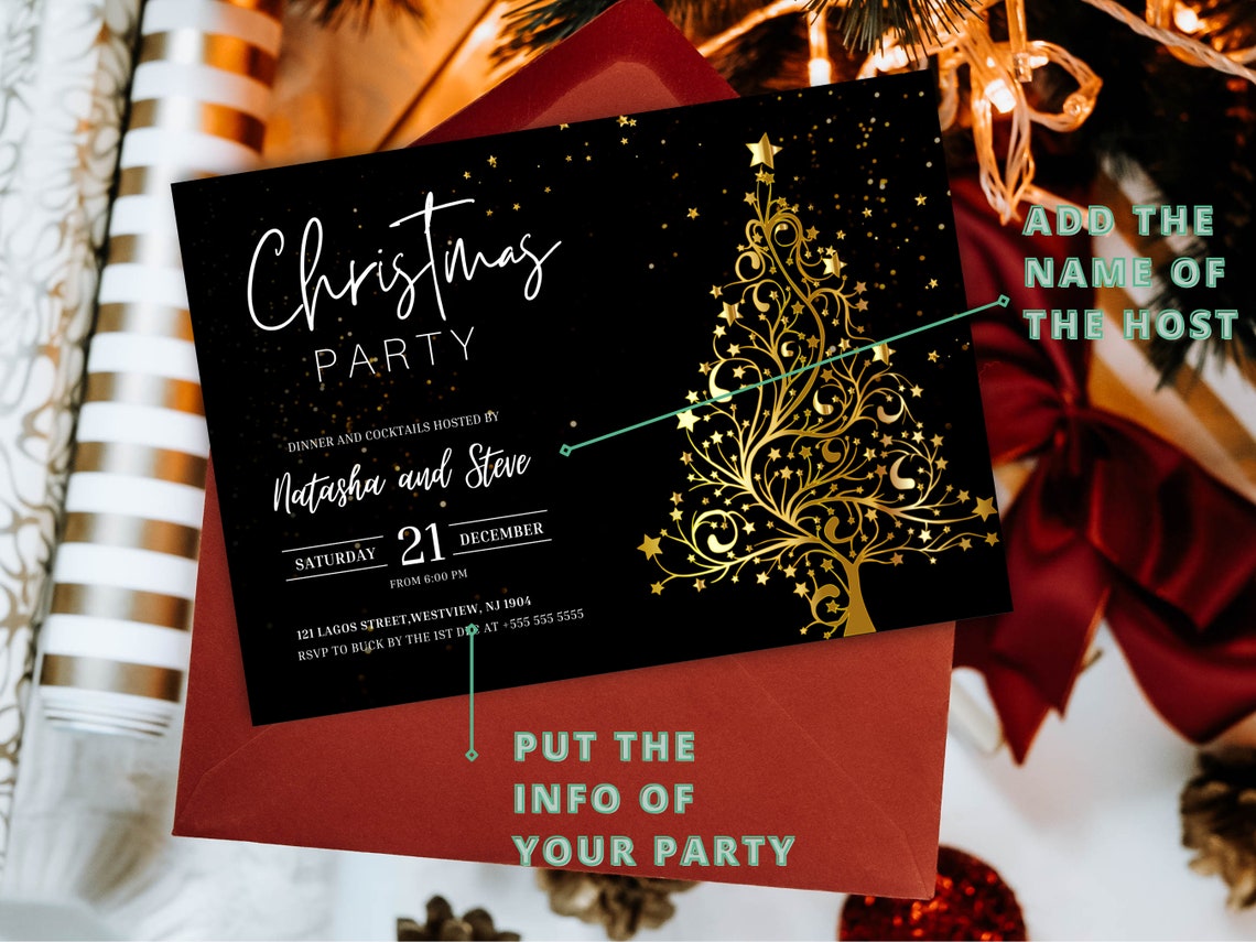 Corporate Christmas Party Invitations, Digital Christmas Party Invite ...