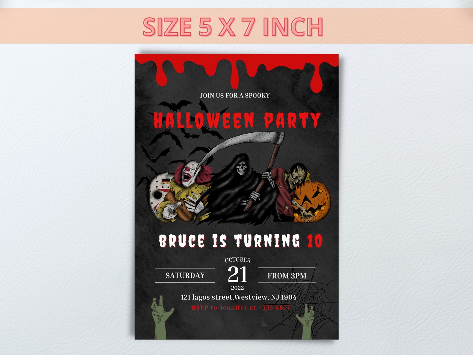 Scary Halloween Birthday Invitation Editable Halloween Party - Etsy