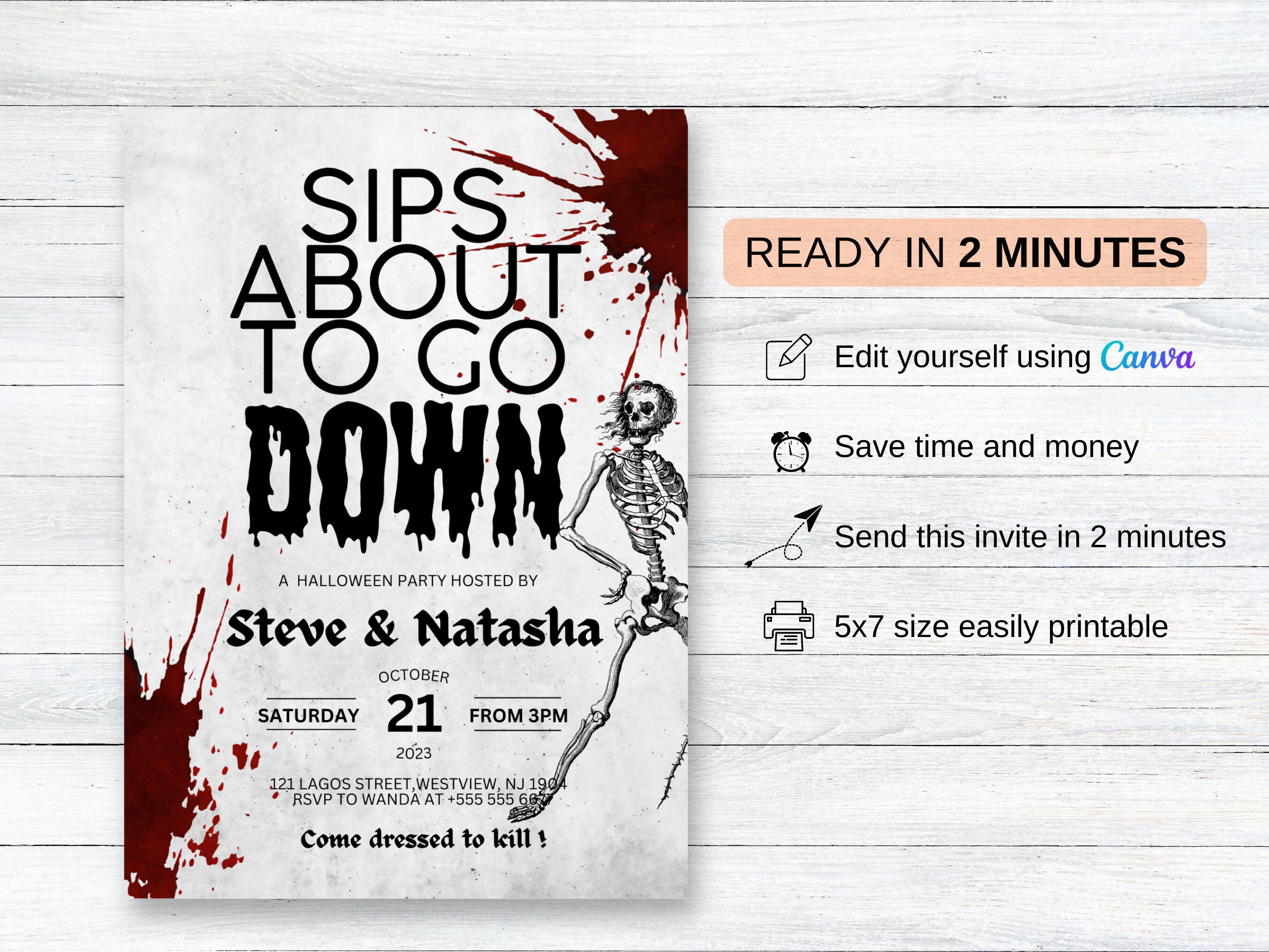Editable Halloween Party Invitation for Adult Sips About to - Etsy