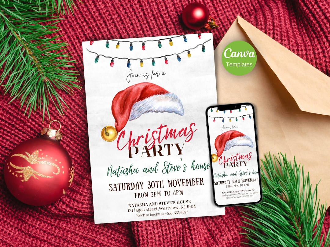Digital Christmas Party Invitation, Electronic Christmas Party ...