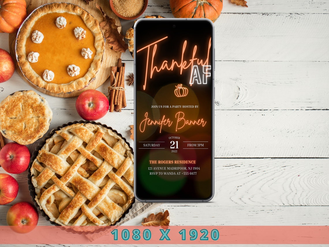 Thanksgiving Dinner Party Invitation, Digital Thanksgiving Invitation ...