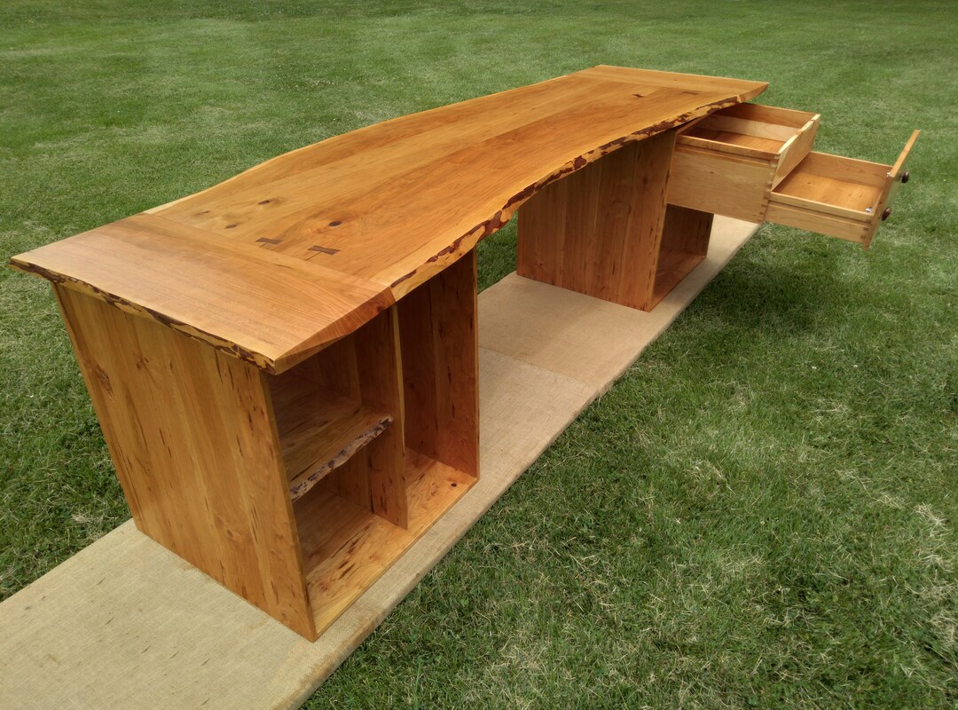 Handmade Large Desk With Hidden Drawer Megadesk Real Wood Cherry Huge ...