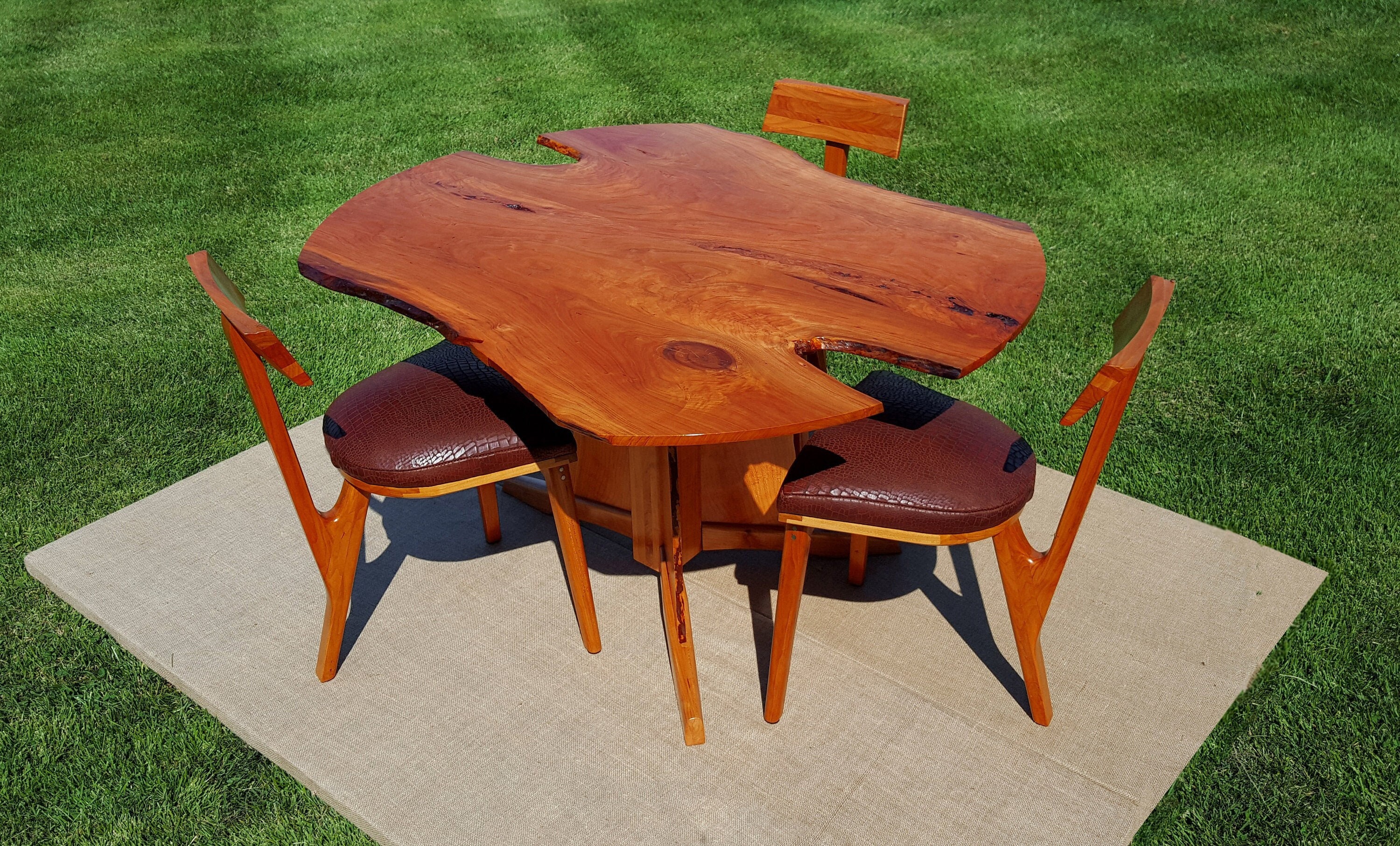 Live Edge Cherry Dining Table Round 4' Four Foot Table MCM - Etsy