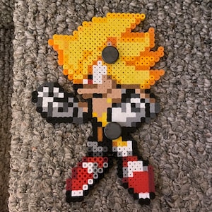 Sonic the Hedgehog Golden Sonic Perler Bead Magnet - Etsy