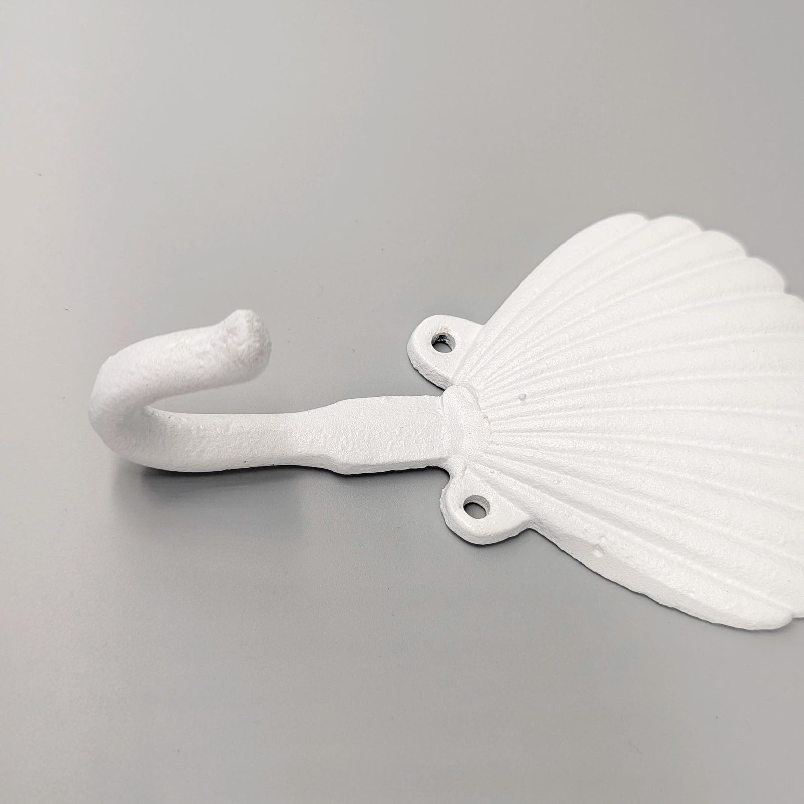 White Sea Shell Cast Iron Wall Hook | Entry Key Rack Hanger | Coastal ...