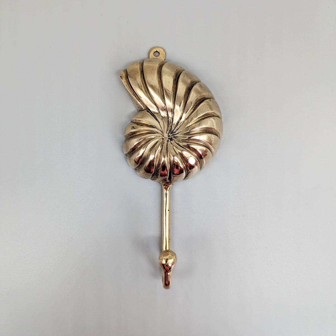Spiral Shell Brass Wall Hook | Key Rack Hanger | Coastal Wall Decor - Etsy