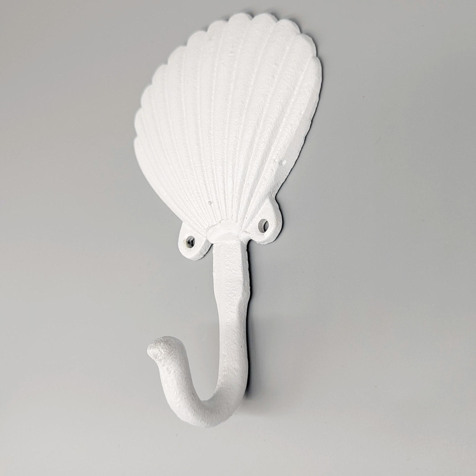 White Sea Shell Cast Iron Wall Hook | Entry Key Rack Hanger | Coastal ...