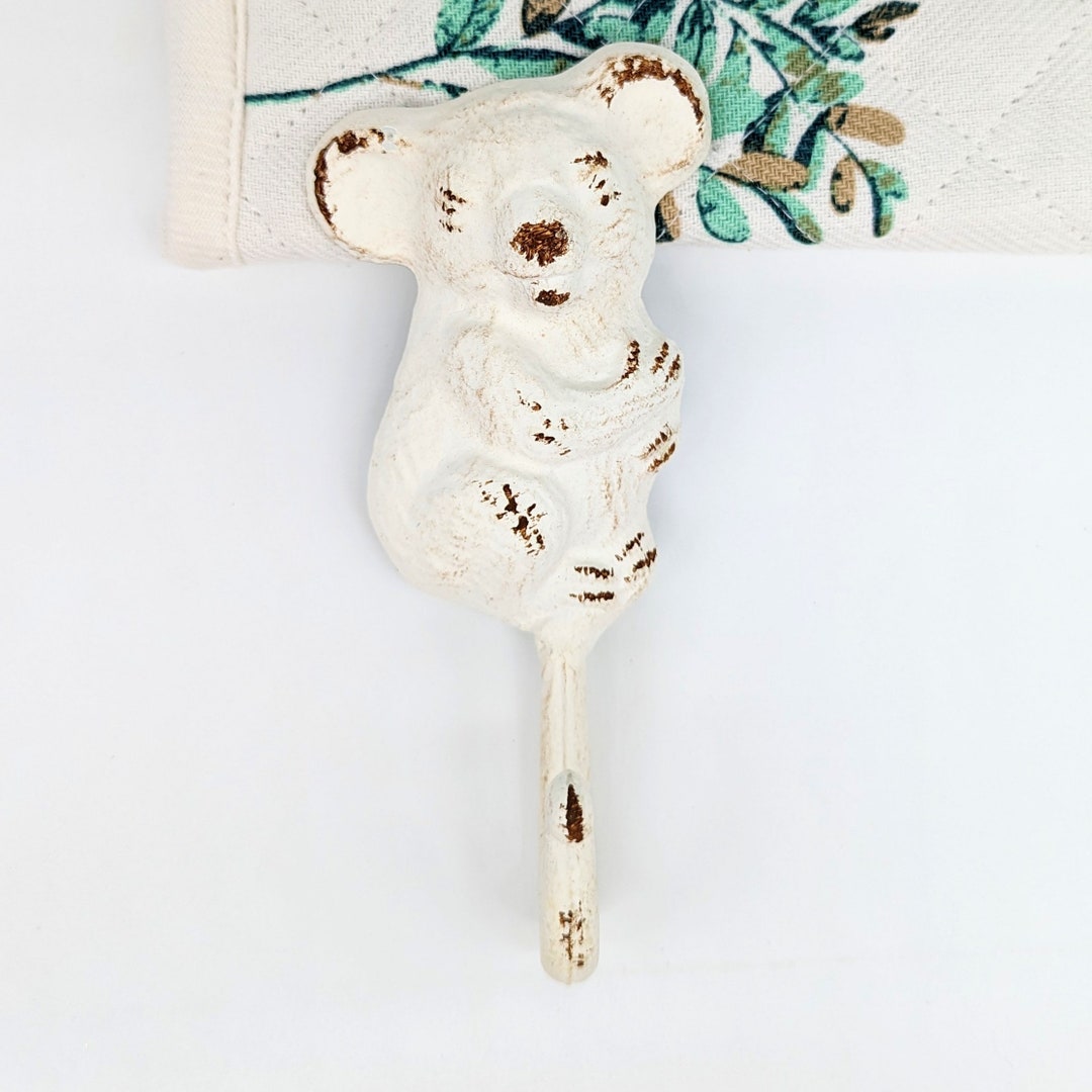Distressed White Koala Wall Hook, 7 X 16cm | Key Rack Hanger | Hook ...