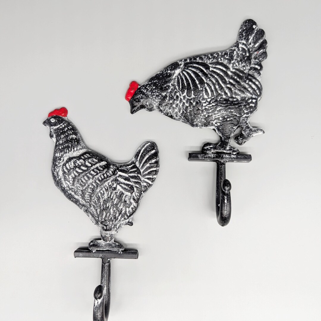 Clucking Chicken Iron Wall Hook | Key Rack Hanger | Animal Hook | Coat ...