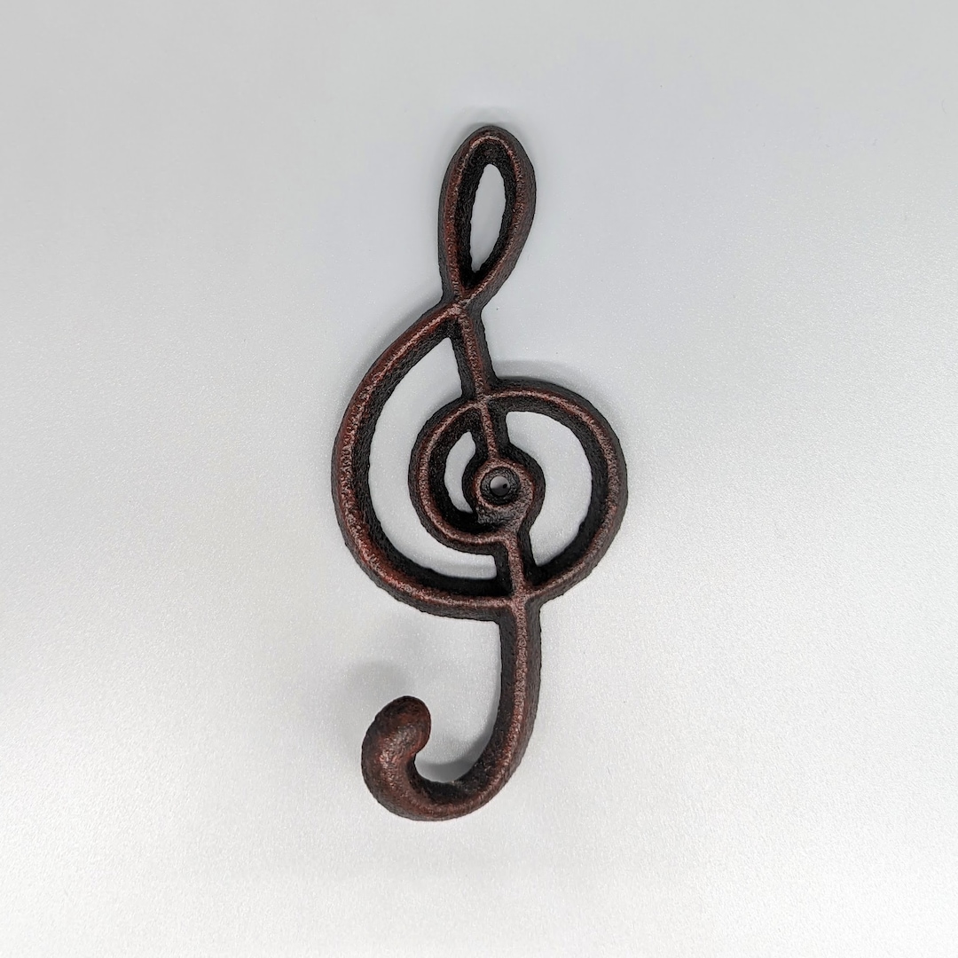 Cast Iron Treble Clef Wall Hook | Rustic Music Decor | Key Rack Hanger ...