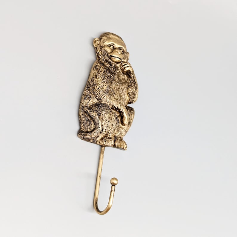 Golden Monkey Wall Hook | Resin Key Rack Hanger | Monkey Gifts - Etsy