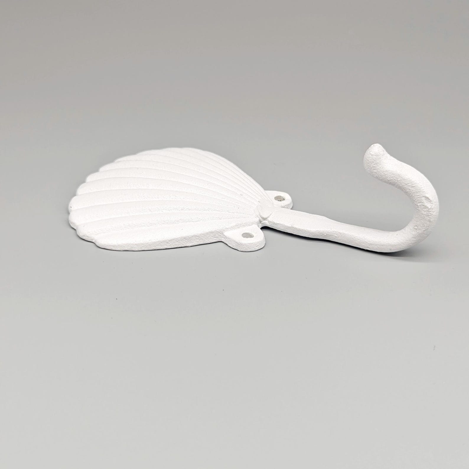 White Sea Shell Cast Iron Wall Hook | Entry Key Rack Hanger | Coastal ...