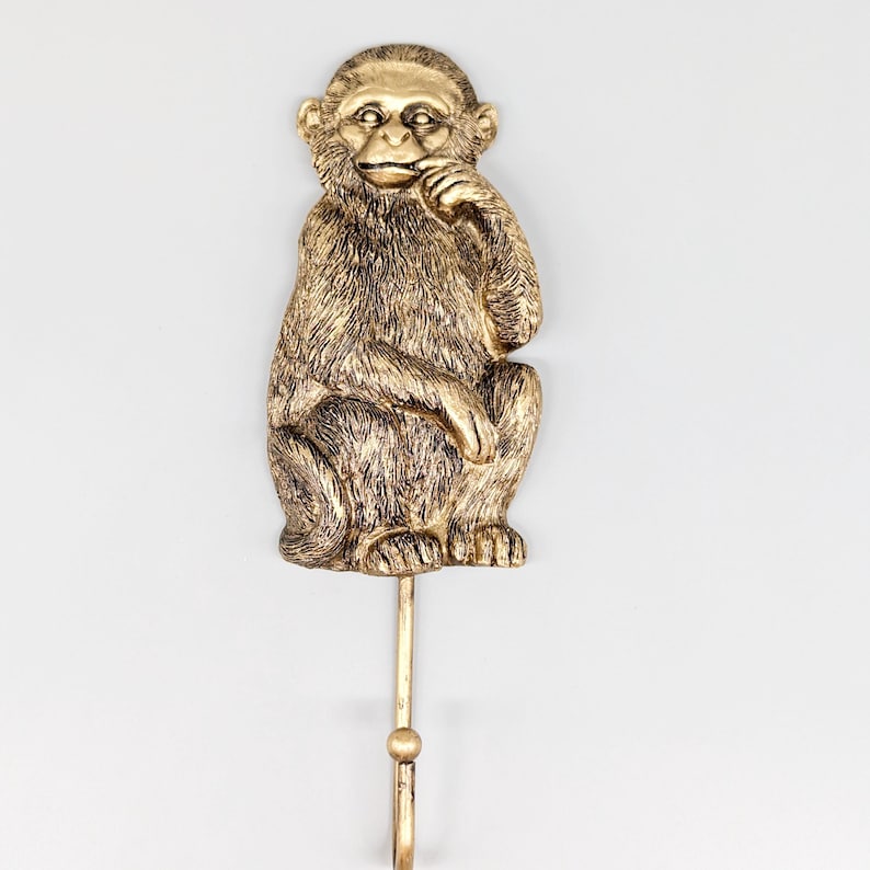 Golden Monkey Wall Hook | Resin Key Rack Hanger | Monkey Gifts - Etsy