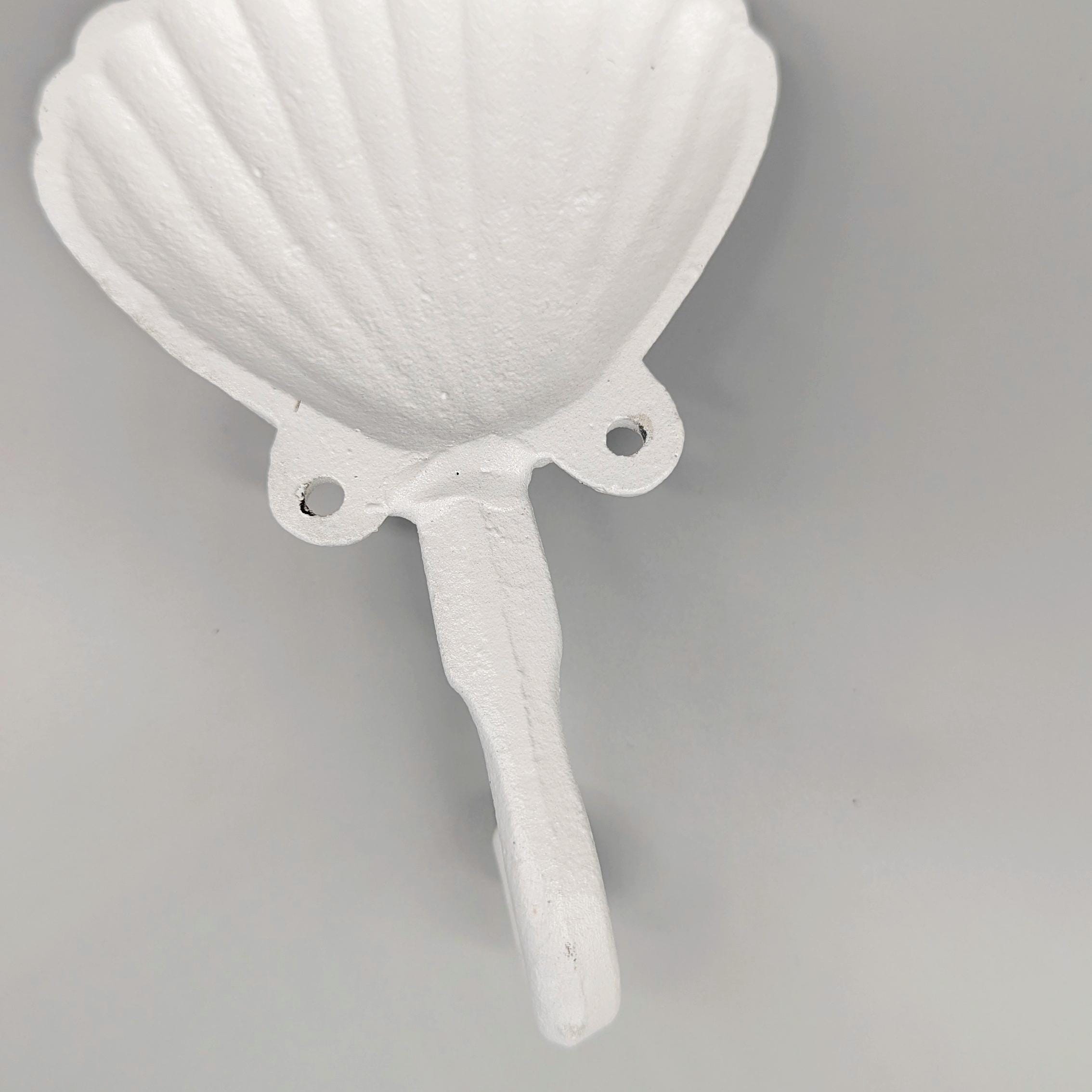 White Sea Shell Cast Iron Wall Hook | Entry Key Rack Hanger | Coastal ...
