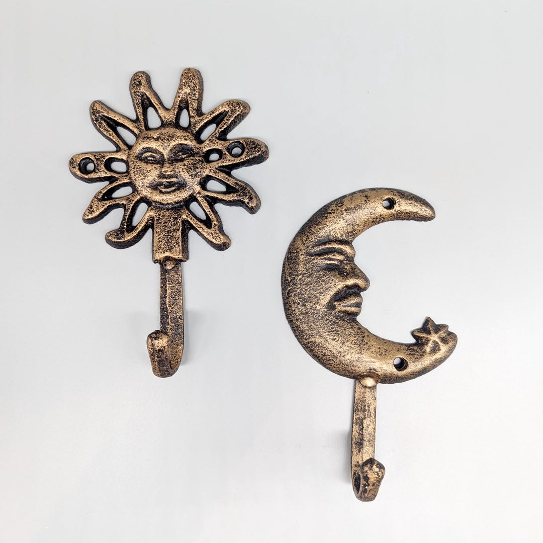 Sun Moon Metal Wall Hook | Key Rack Hanger | Hook | Celestial Wall ...