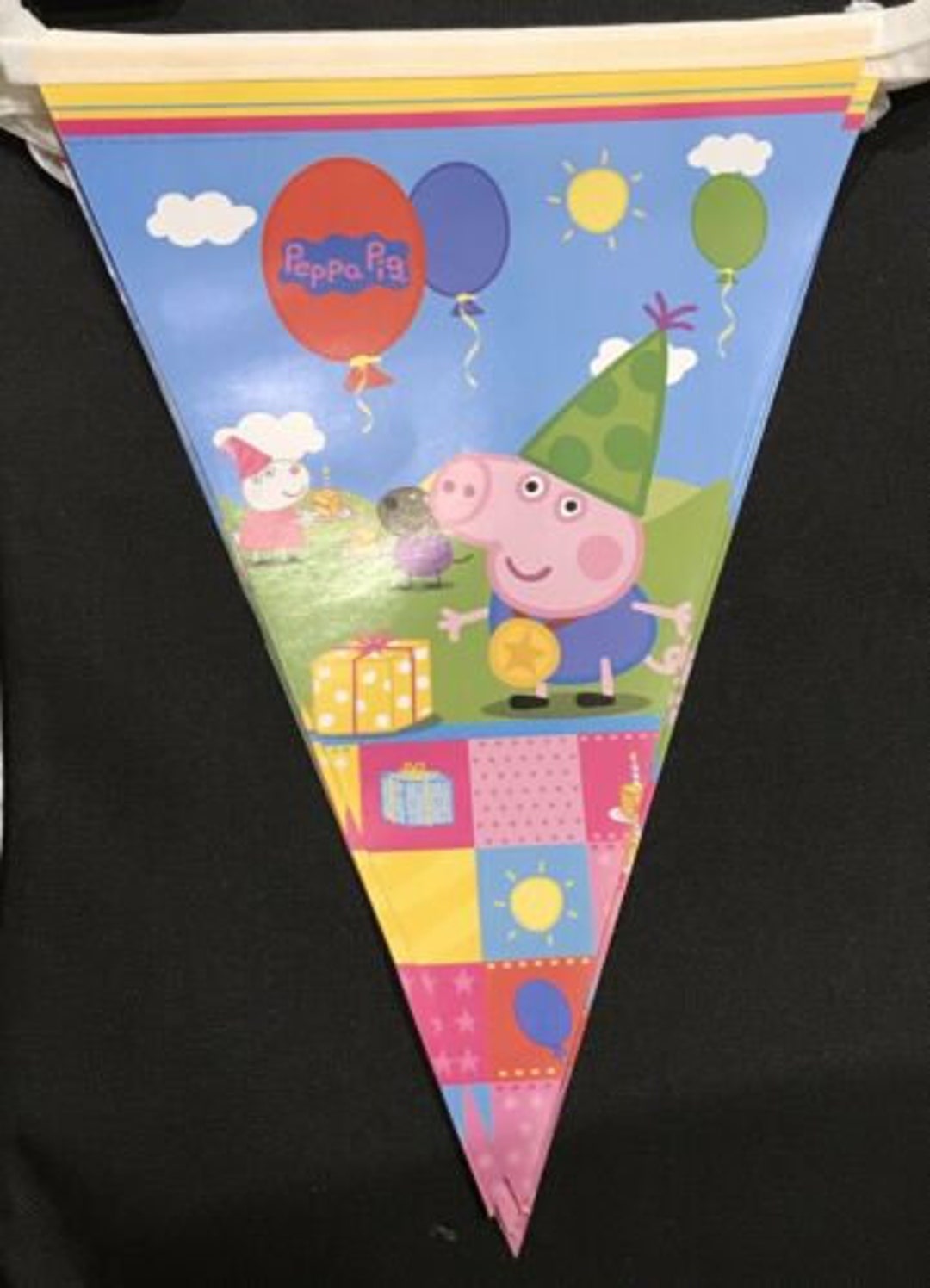 10 X Colourful Peppa Pig Themed Flag Banner Bunting Children's Birthday ...