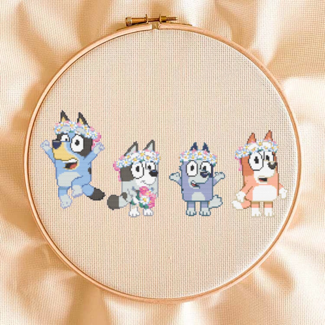 Flower Girls Easy Bluey Inspired Cross Stitch Pattern - Instant ...