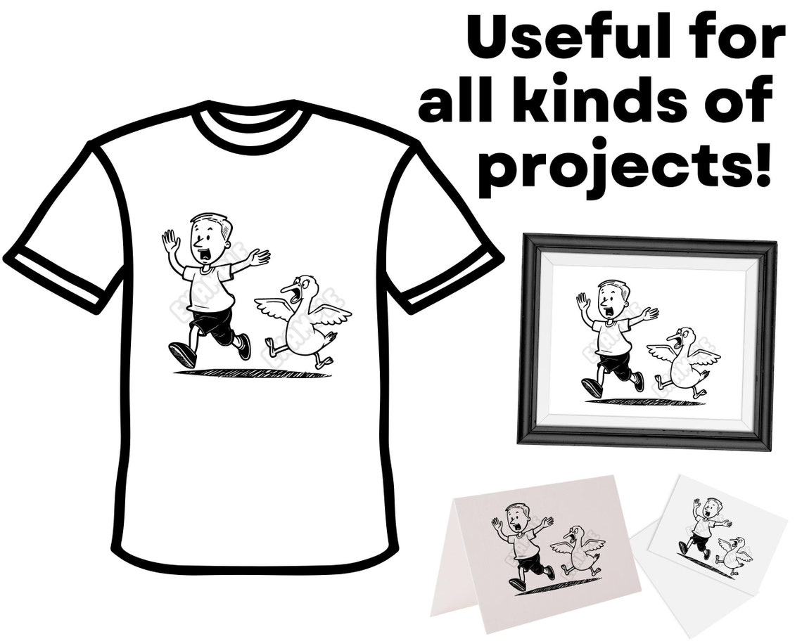 Angry Goose Chasing Man Clip Art Instant Digital Download SVG EPS PNG ...