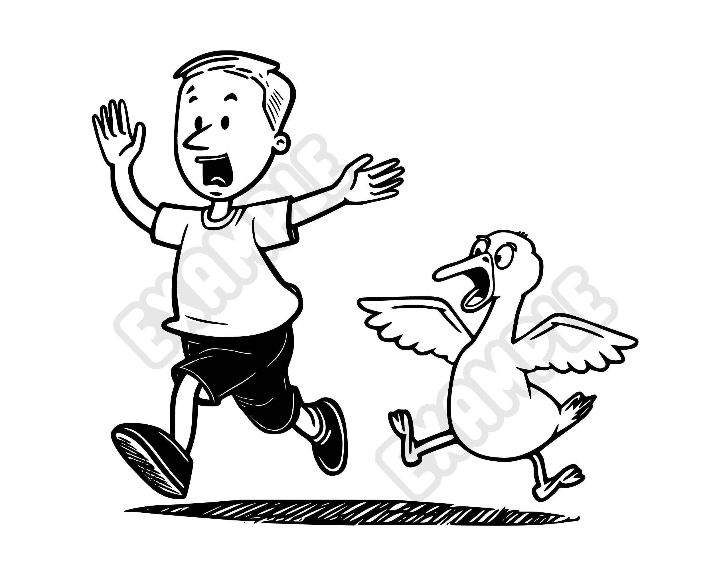Angry Goose Chasing Man Clip Art Instant Digital Download SVG EPS PNG ...