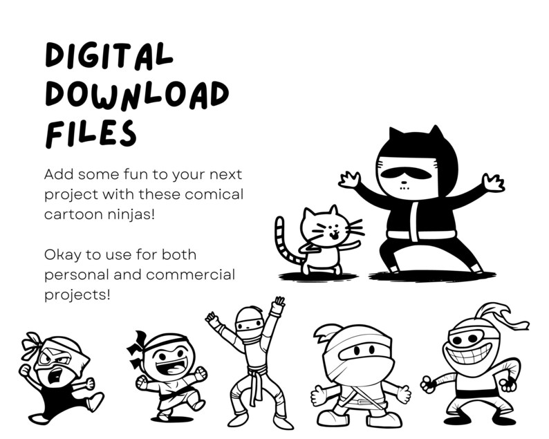Cartoon Ninja Clipart Vector Bundle Pack Commercial Use Svg Png EPS ...
