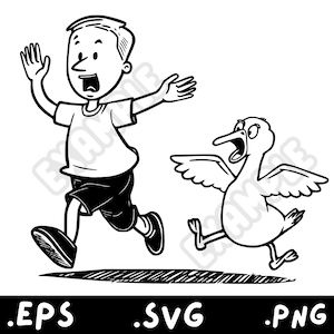 Angry Goose Chasing Man Clip Art Instant Digital Download SVG EPS PNG ...
