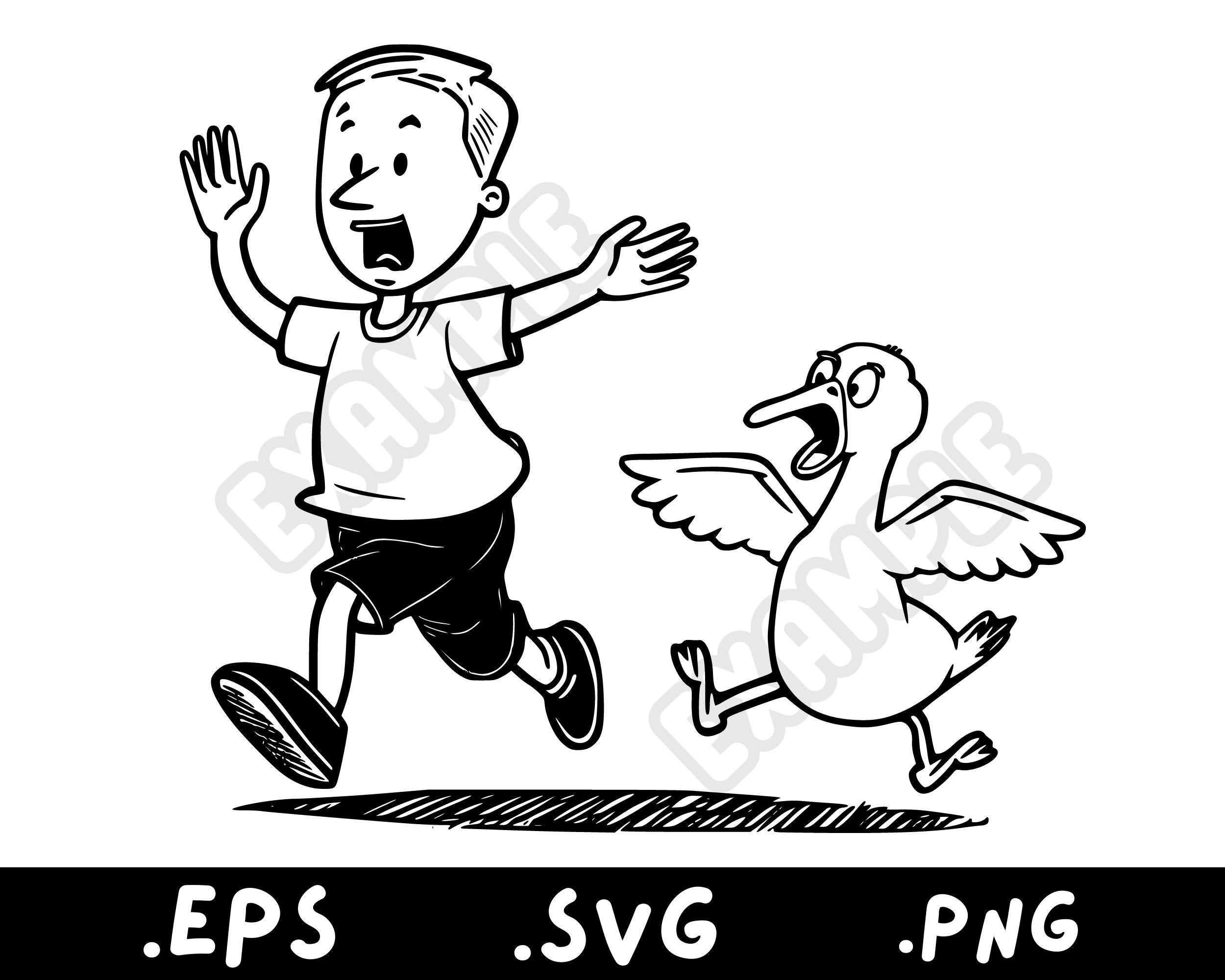 Angry Goose Chasing Man Clip Art Instant Digital Download SVG EPS PNG ...
