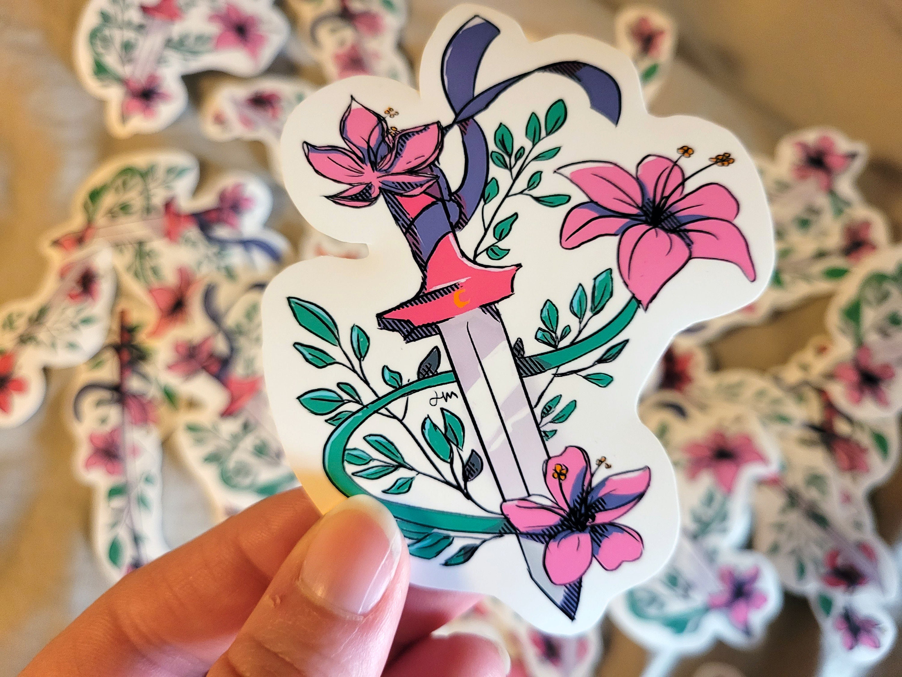 Sword Stickers Cute Swords Vinyl Stickers Flower Stickers - Etsy