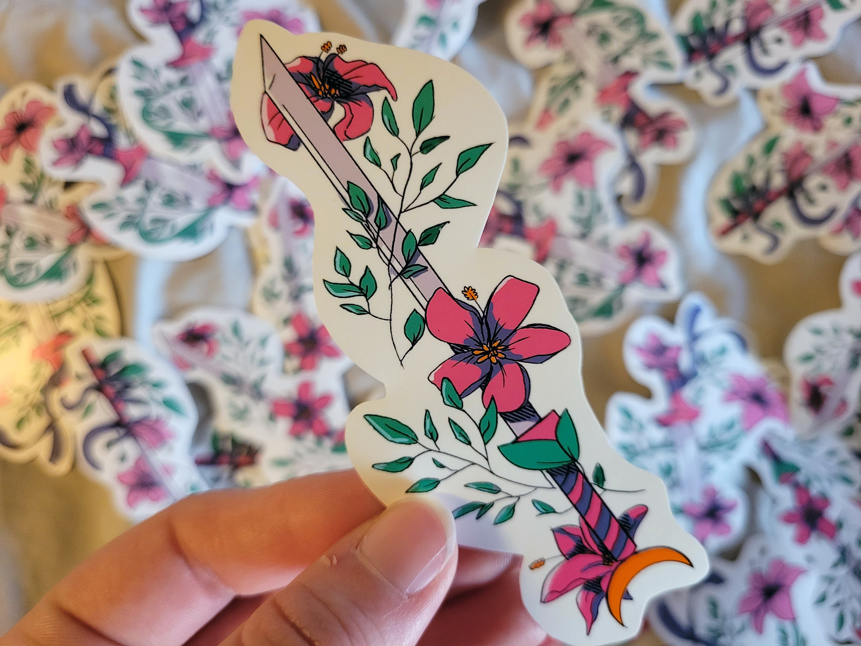 Sword Stickers Cute Swords Vinyl Stickers Flower Stickers - Etsy