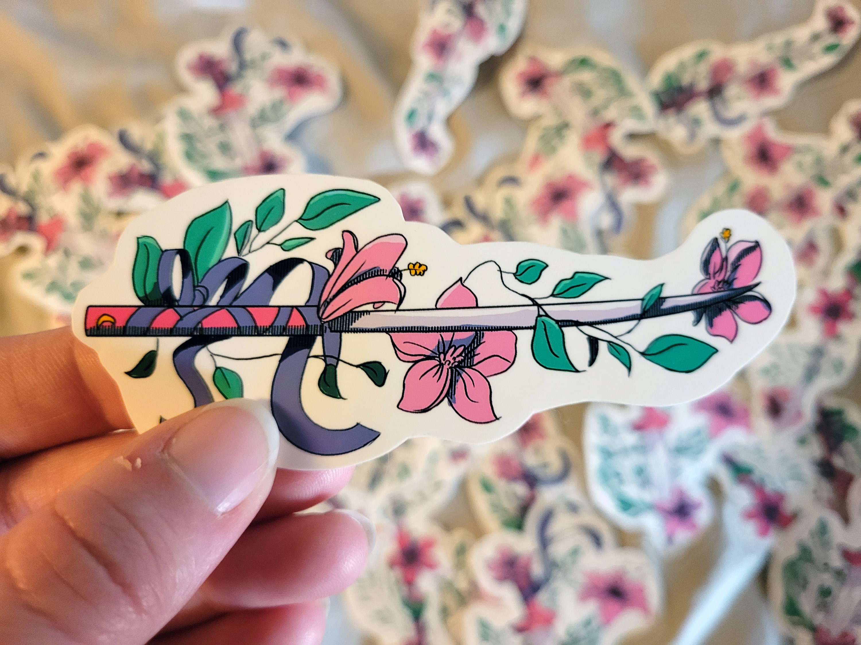 Sword Stickers Cute Swords Vinyl Stickers Flower Stickers - Etsy