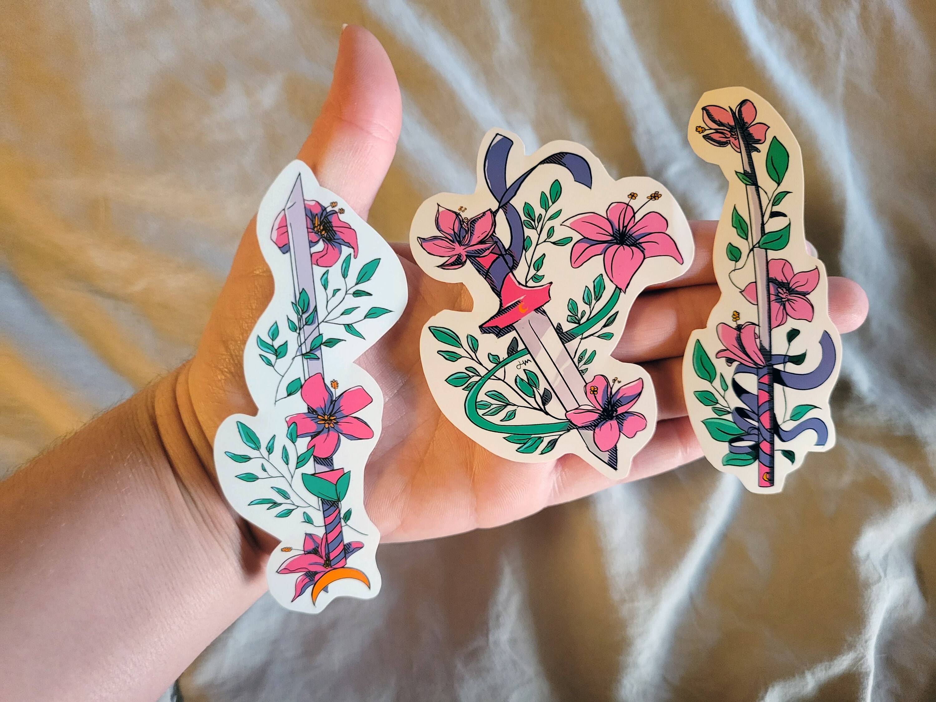 Sword Stickers Cute Swords Vinyl Stickers Flower Stickers - Etsy